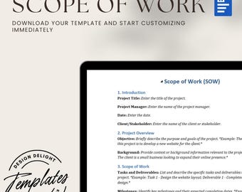 Scope of Work Template, Statement of Work, SOW Template, Project ...