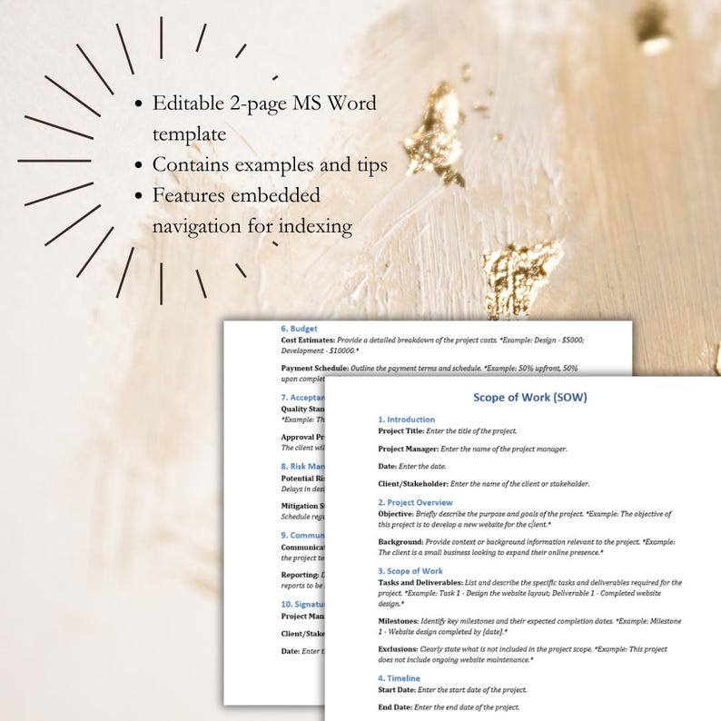Professional Scope of Work Template - Editable & Customizable, SOW ...