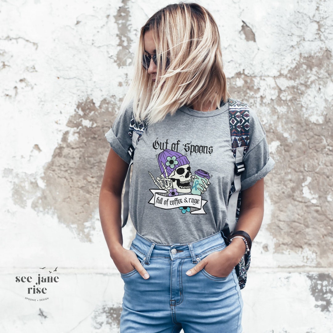 Out of Spoons, Full of Coffee & Rage Funny Skelton Unisex Softstyle T ...