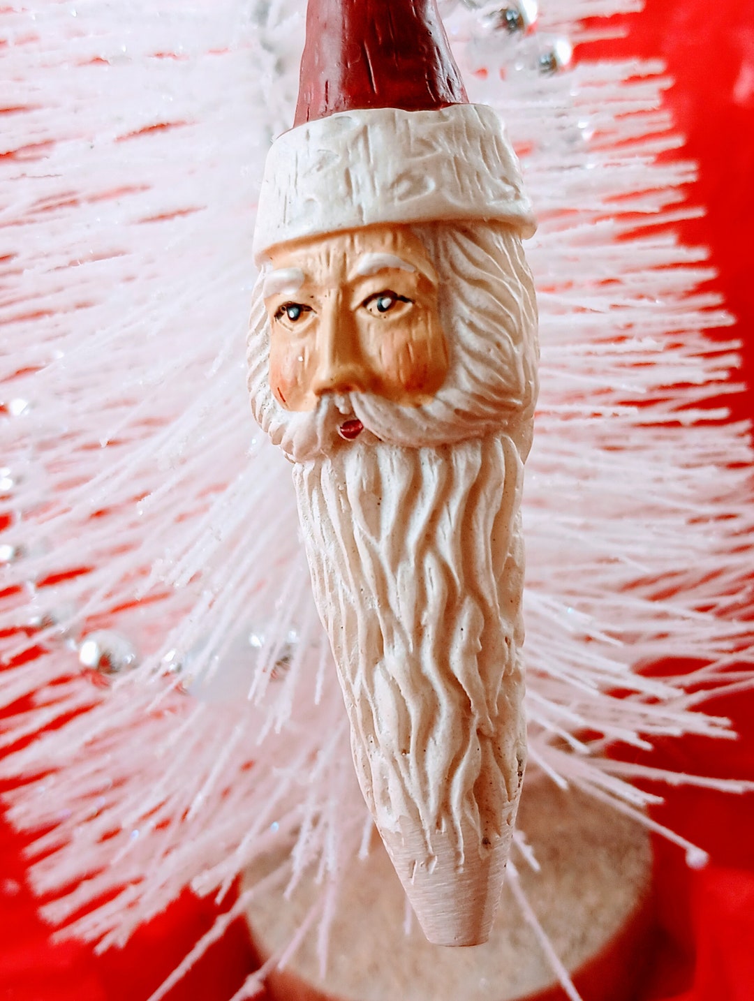 Handcarved Poly/resin Santa Claus Necklace Wood and Stars Beads ...