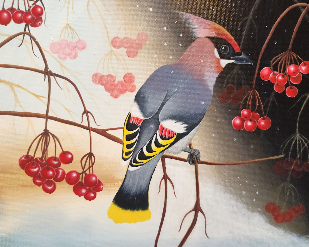 Winter Bird Acrylic Painting on Canvas 10x8 Inches Wall - Etsy