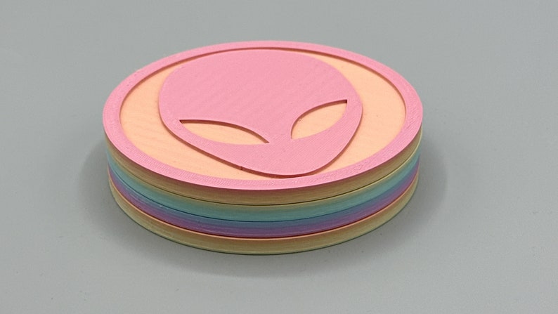 3D Printed Alien Coasters in Pastel Rainbow Colors (set of 4) - Etsy