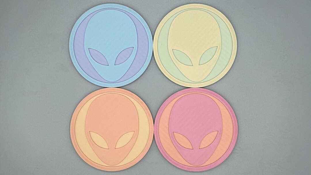 3D Printed Alien Coasters in Pastel Rainbow Colors (set of 4) - Etsy