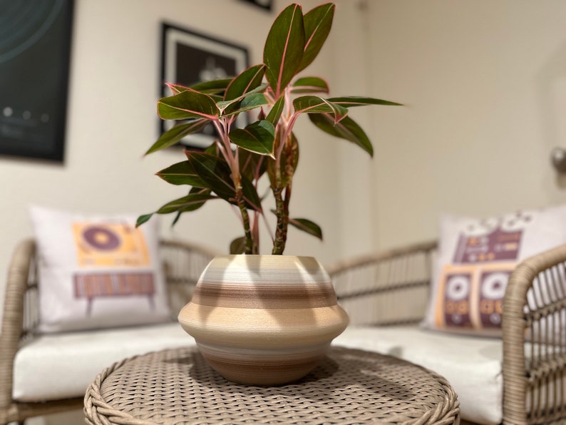 3D Printed Planet Planter in Cappucino Tan/brown (up to 4 Inch Pot) - Etsy