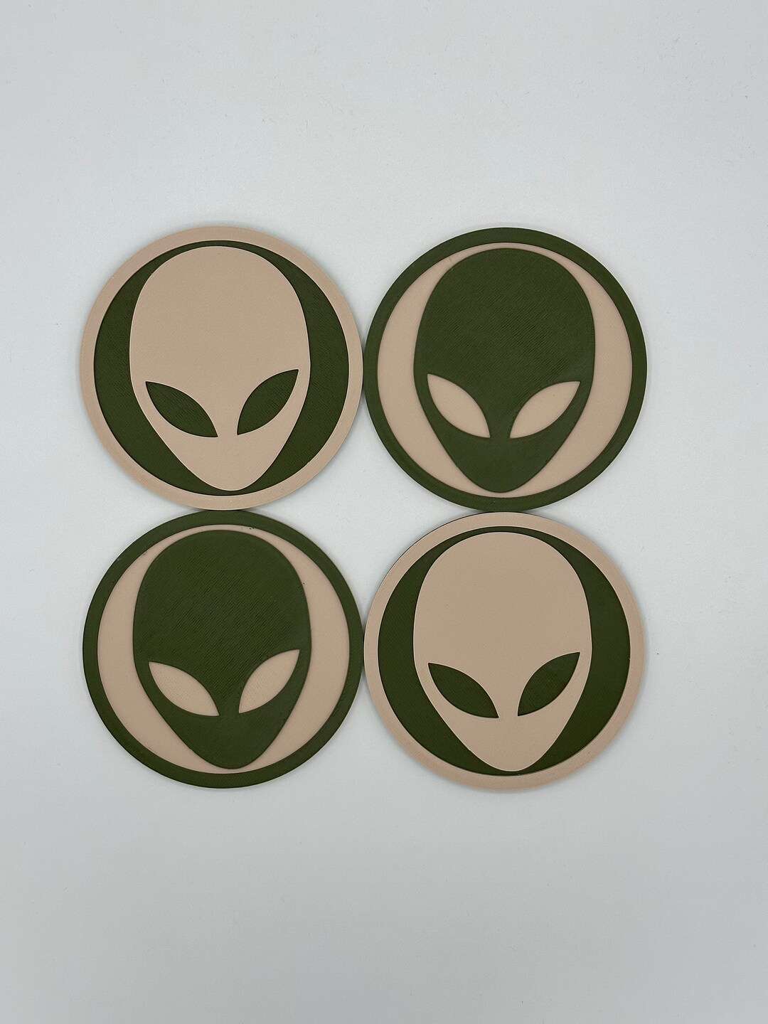 3D Printed Alien Coasters in Army Green and Army Khaki (set of 4) - Etsy