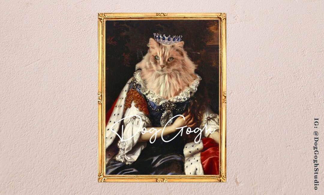 Regal Custom Pet Portrait, Royalty Pet Portrait, Royal Pet Painting ...