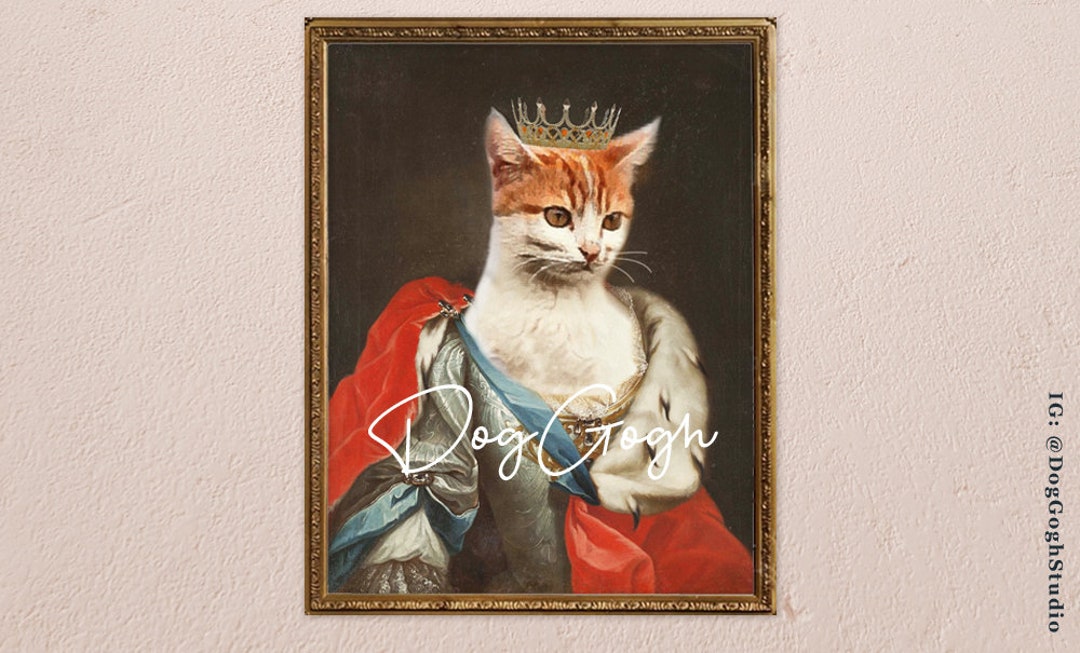 Royal Custom Pet Portrait, Royalty Pet Portrait, Dog Portrait, Cat ...