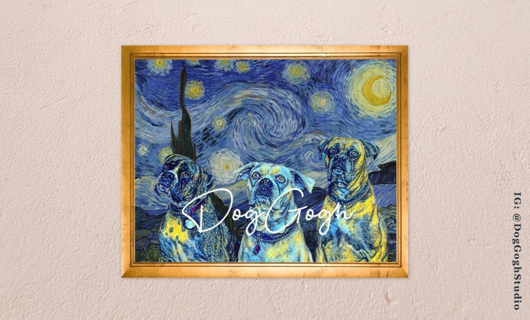 Starry Night Pet Portrait, Van Gogh Pet Portrait, Dog Portrait, Cat ...
