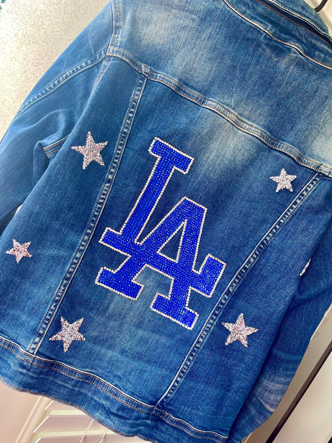 Baseball Jean Jacket, Los Angeles Dodgers flag Optional. - Etsy