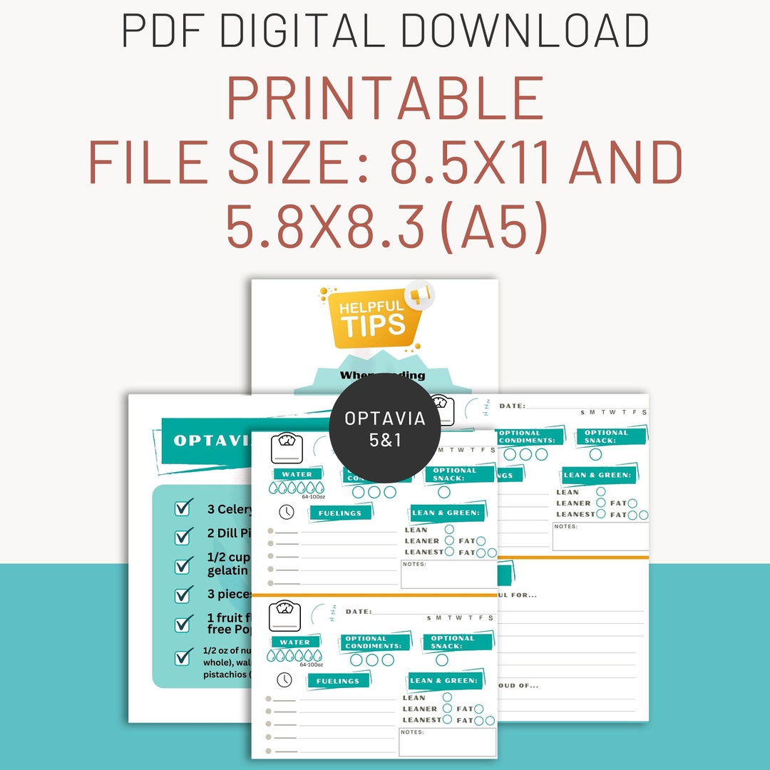 OPTAVIA 5&1 Digital Download Tracker/medifast/fueling Plus Lean and ...