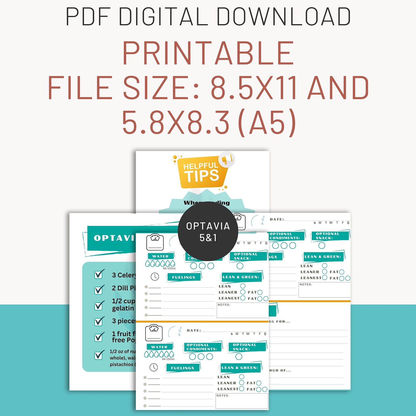 OPTAVIA 5&1 Digital Download Tracker/medifast/fueling Plus Lean and ...