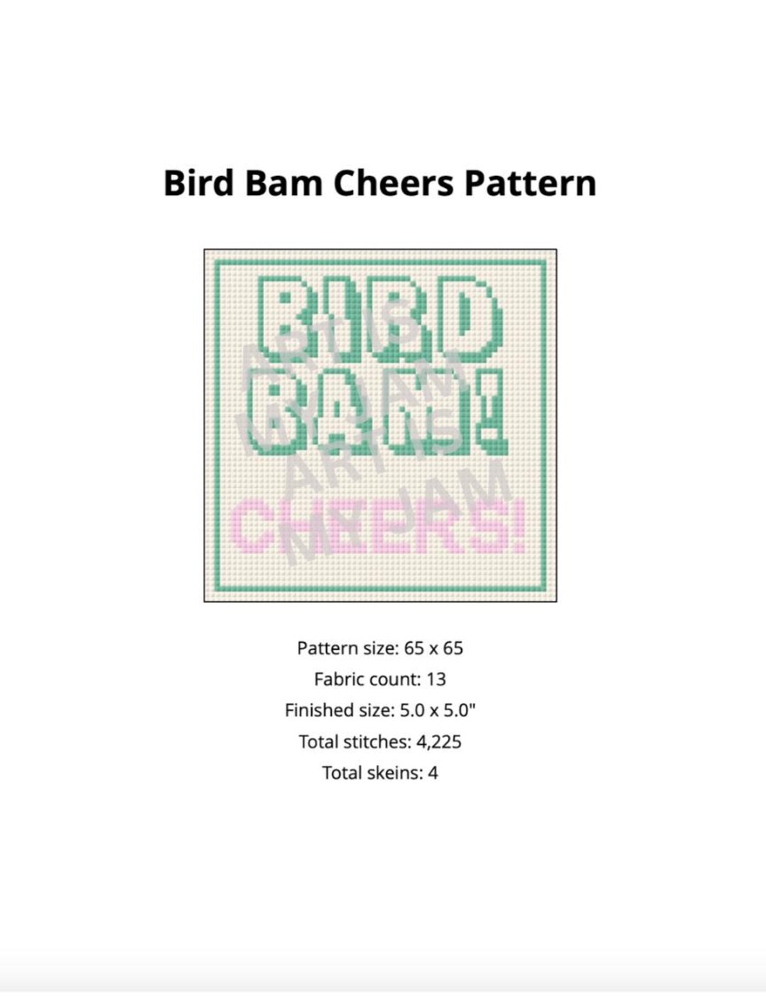 Mahjong Needlepoint Pattern: Bird Bam Cheers! Modern Funny Design ...