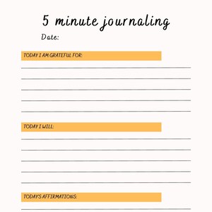 Daily Morning Journal Template; Instant Downloadable Printable - Etsy
