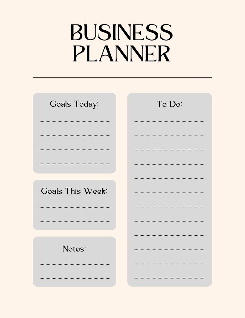 Simple Business Planning Templates for Productive Days in Your Business ...
