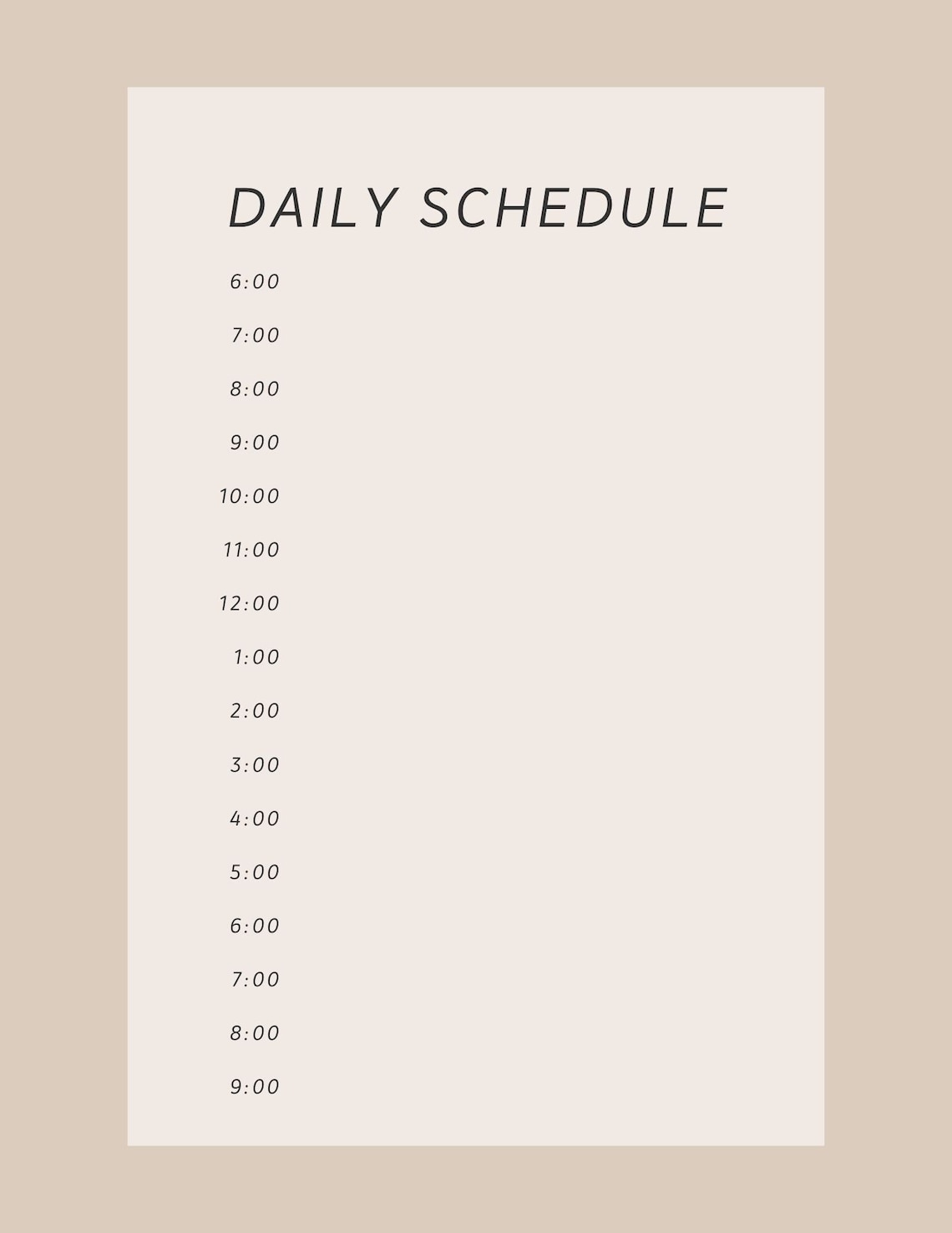 Daily Schedule Template Instant Downloadable Printable - Etsy
