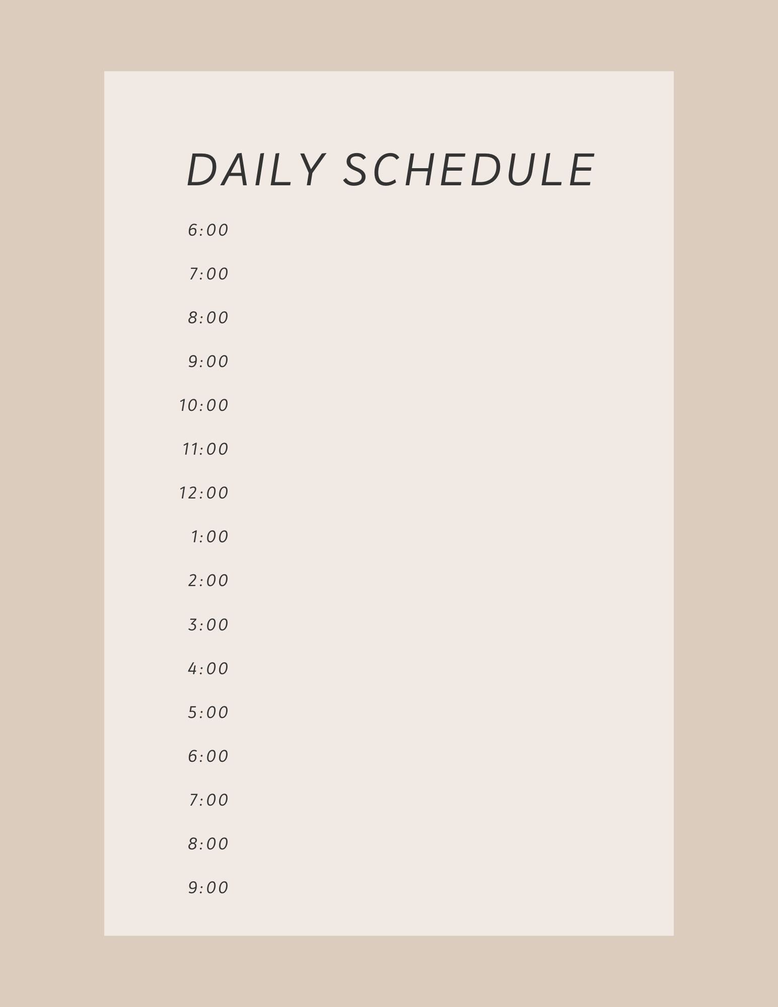 Daily Schedule Template; Instant Downloadable Printable - Etsy