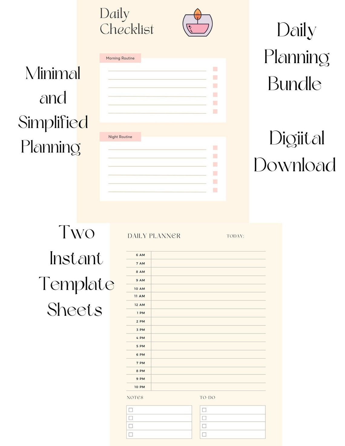 Daily Checklist and Schedule Template Bundle Instant - Etsy
