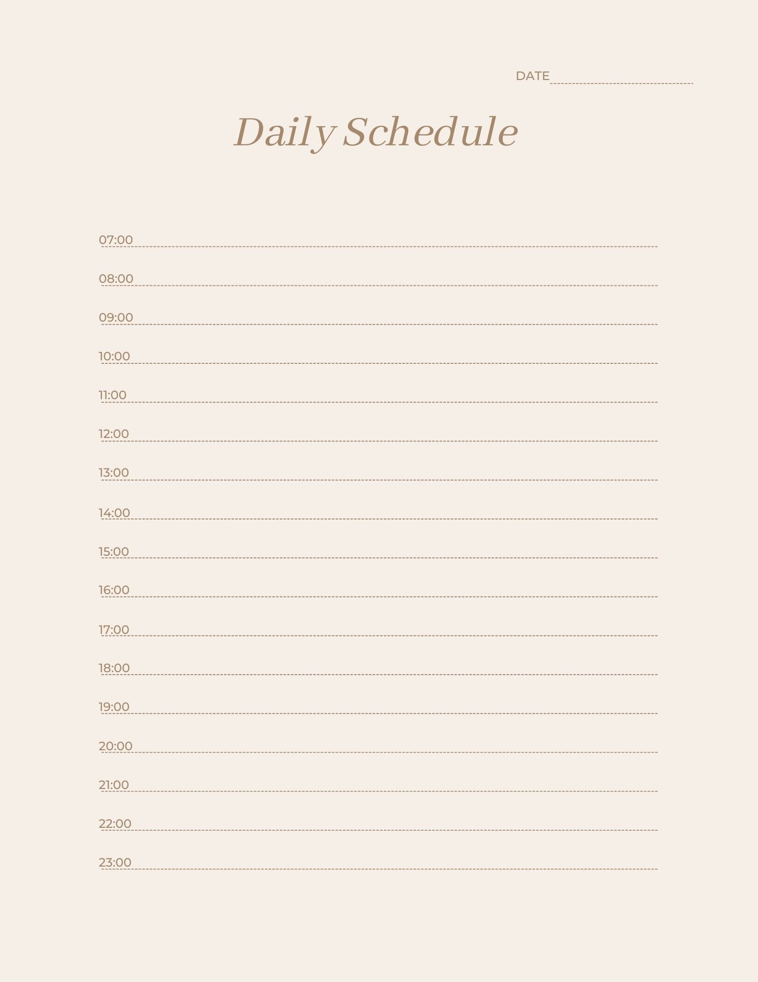 Daily Schedule Template; Instant Downloadable Printable - Etsy