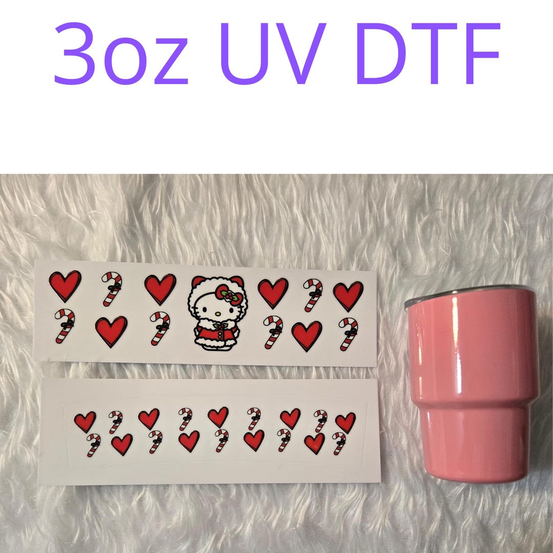 UV DTF 3oz Mini Tumbler Transfer Christmas Kitty Decals for Mini Stainless Steeltumblers Uv Dtf ...
