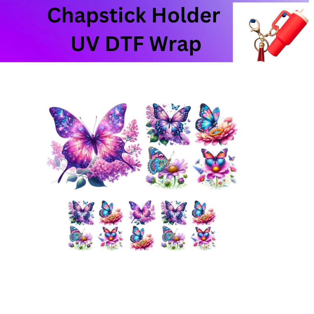 UV DTF Decal Butterfly |chapstick Keychain Decal |decals for Keychains ...