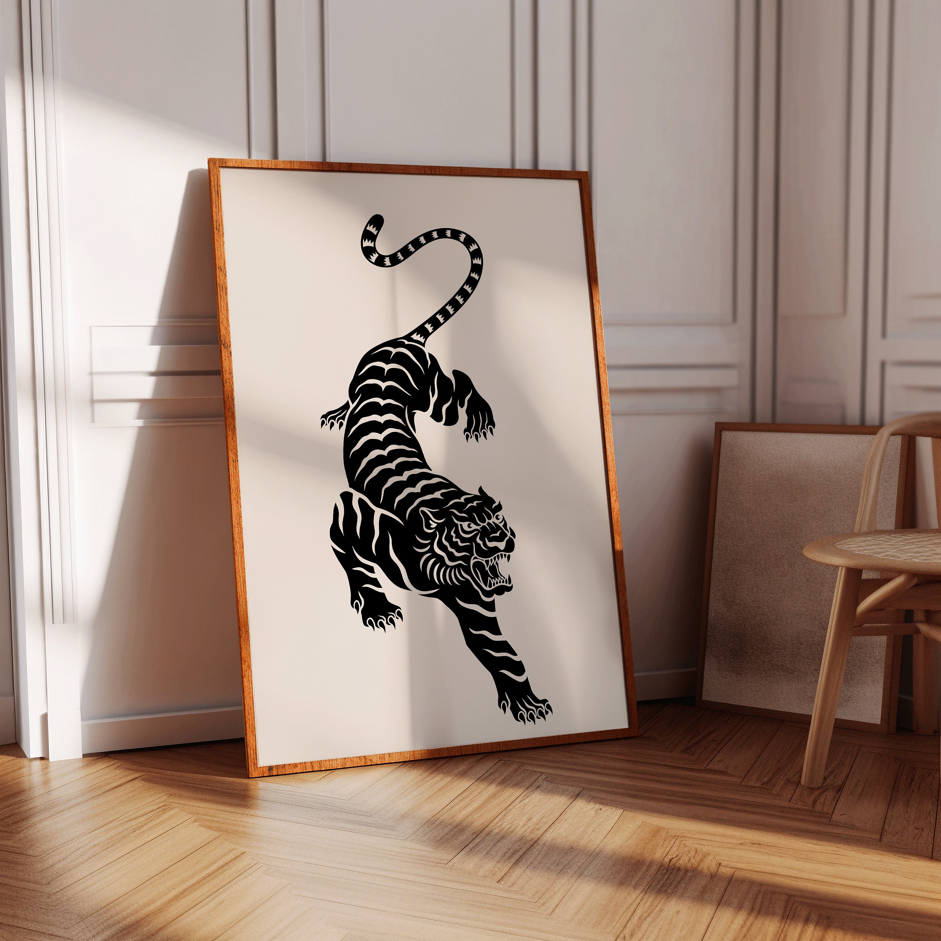 Tiger Art Print Modern Japanese Tiger Poster Art, Japanese Style Wall ...