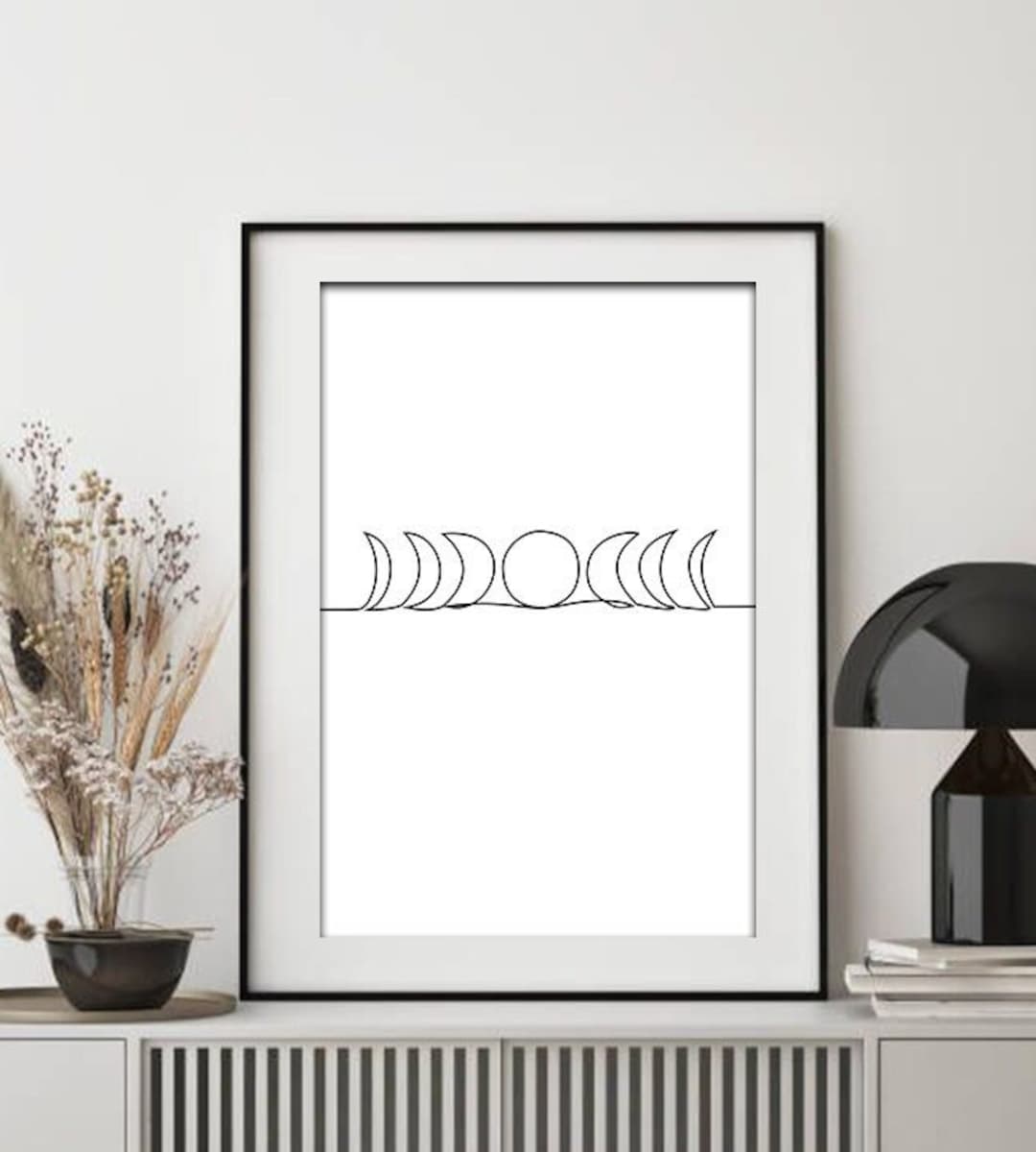 Moon Phases Line Art, Minimalist Moon Art, Moon Wall Décor, Moon Art ...