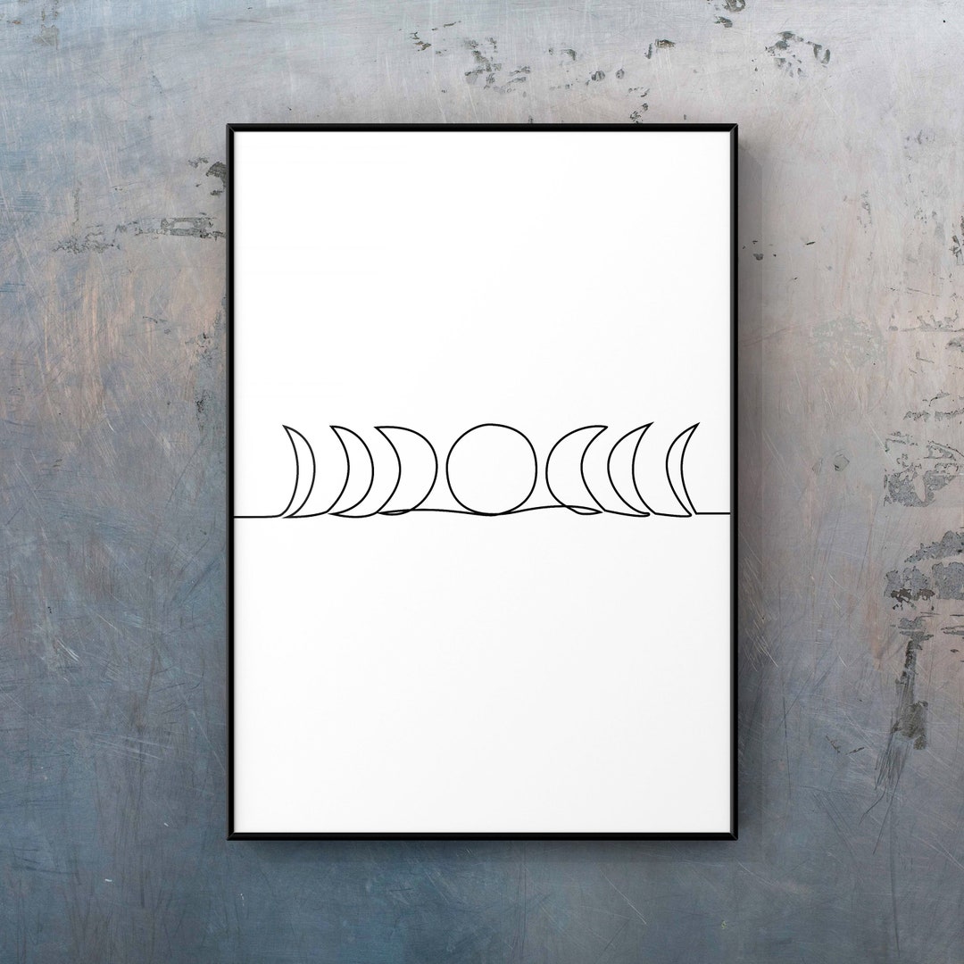 Moon Phases Line Art Minimalist Moon Art Moon Wall Décor - Etsy
