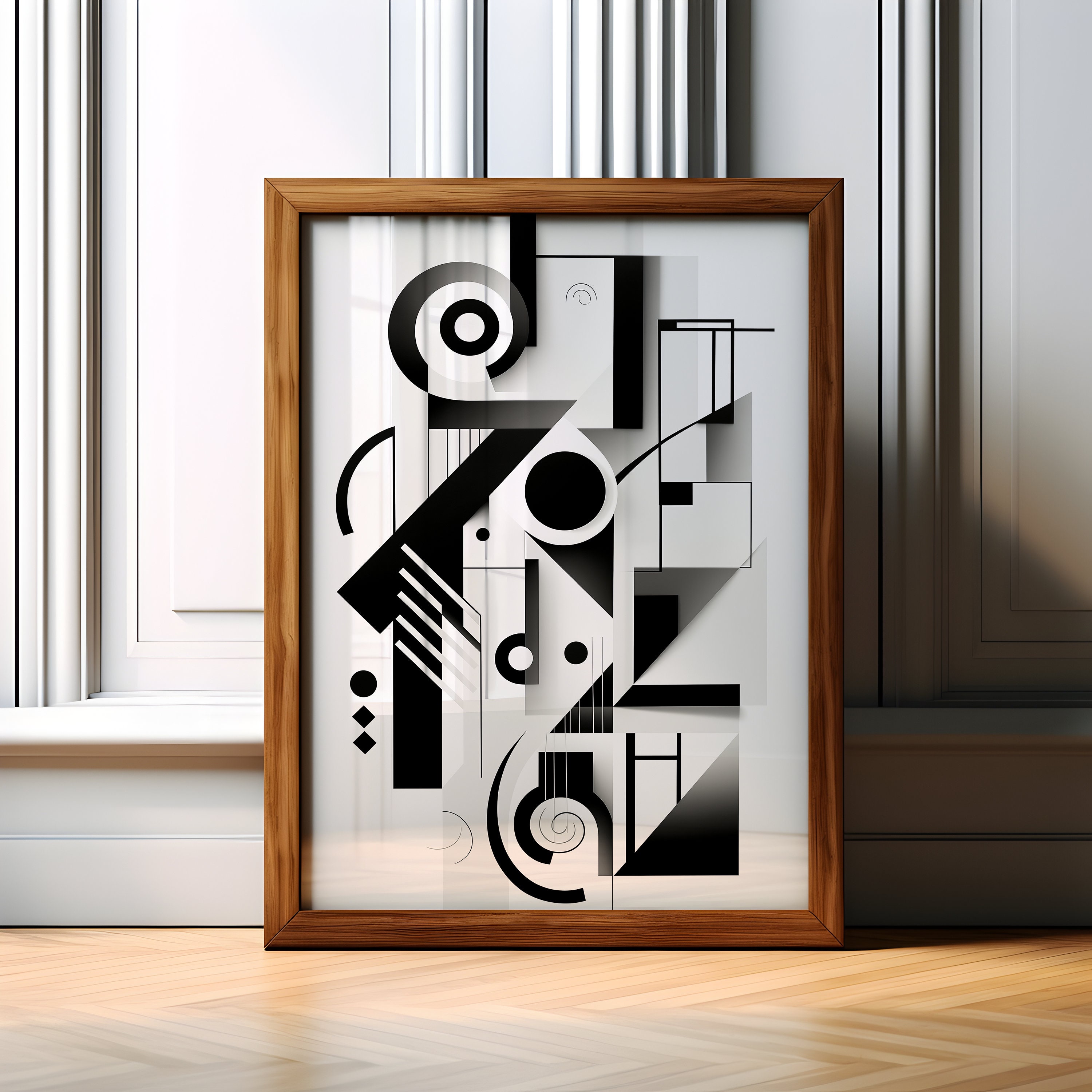 Black and White Abstract Poster Print, Minimalist Abstract Bedroom Wall ...