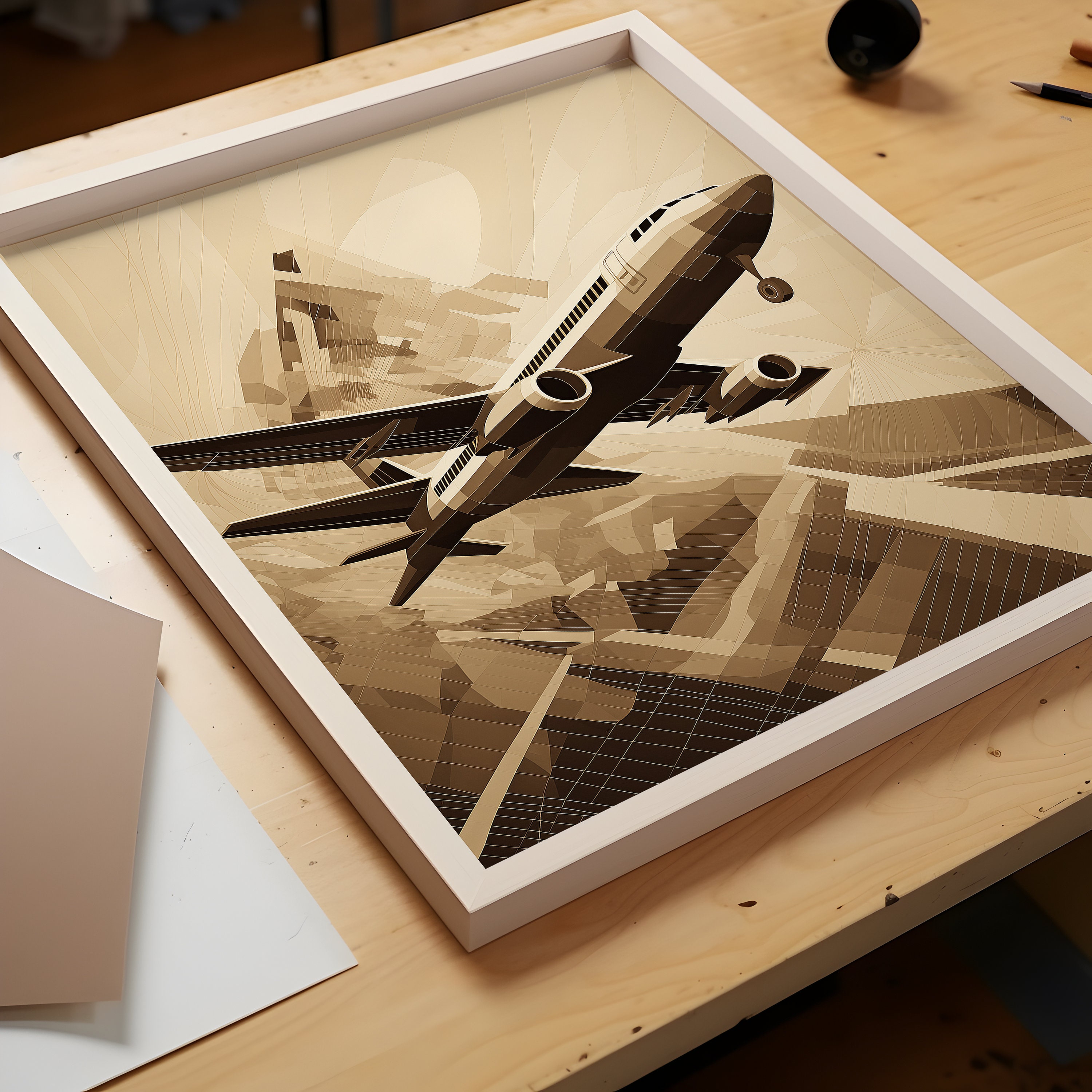 Airplane Minimalist Wall Art Poster Print, Airplane Boho Style Wall Art ...