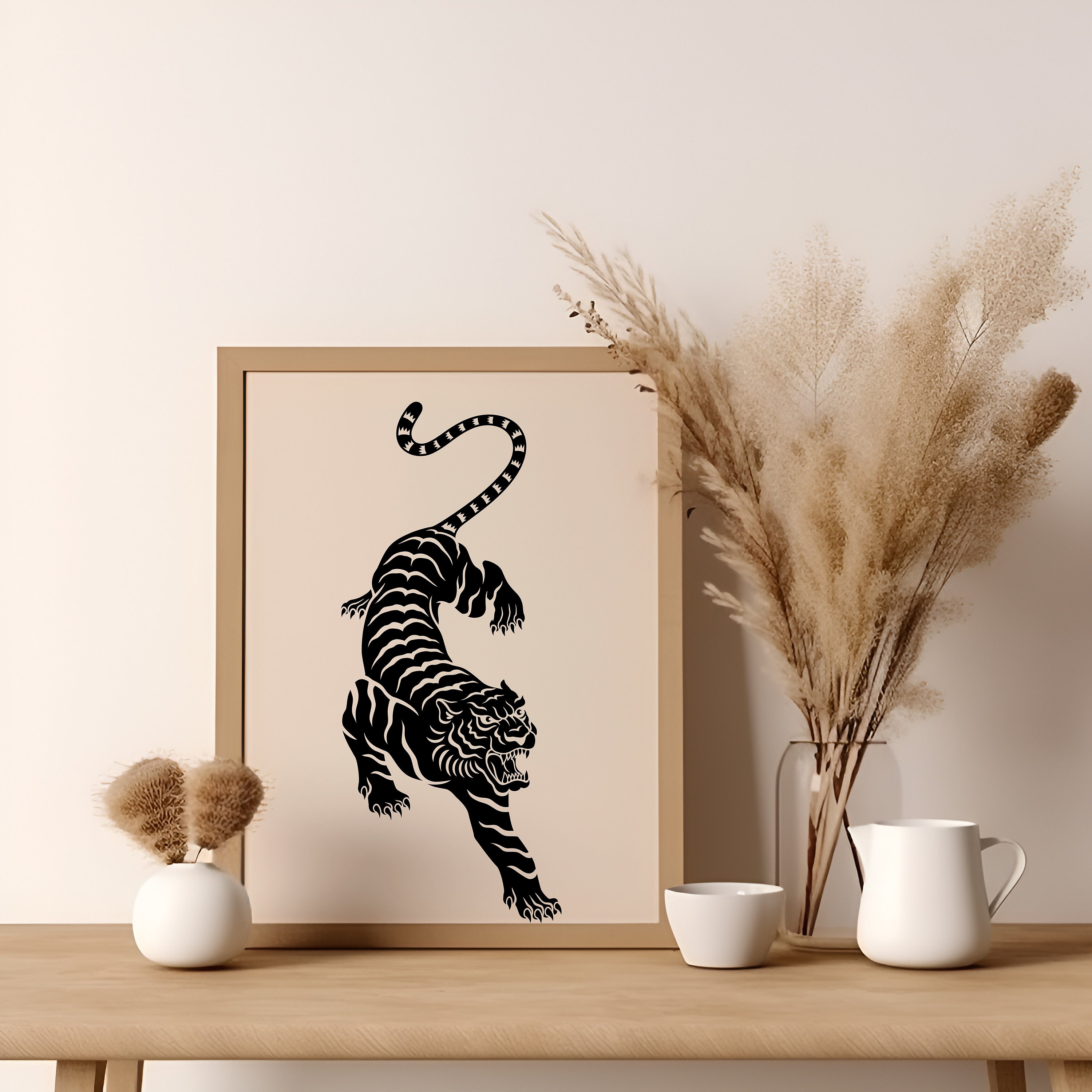 Tiger Art Print Modern Japanese Tiger Poster Art, Japanese Style Wall ...