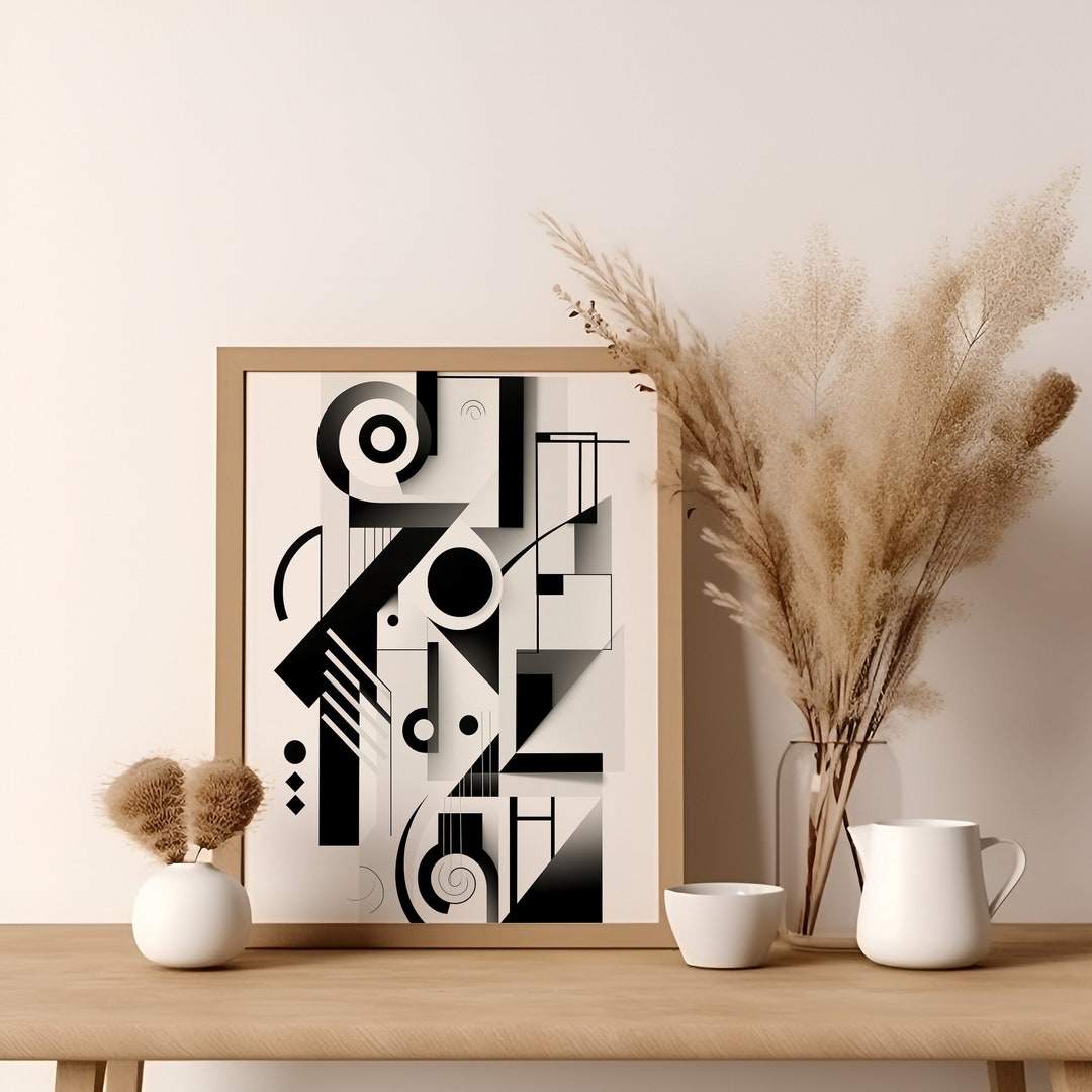 Black and White Abstract Poster Print, Minimalist Abstract Bedroom Wall ...