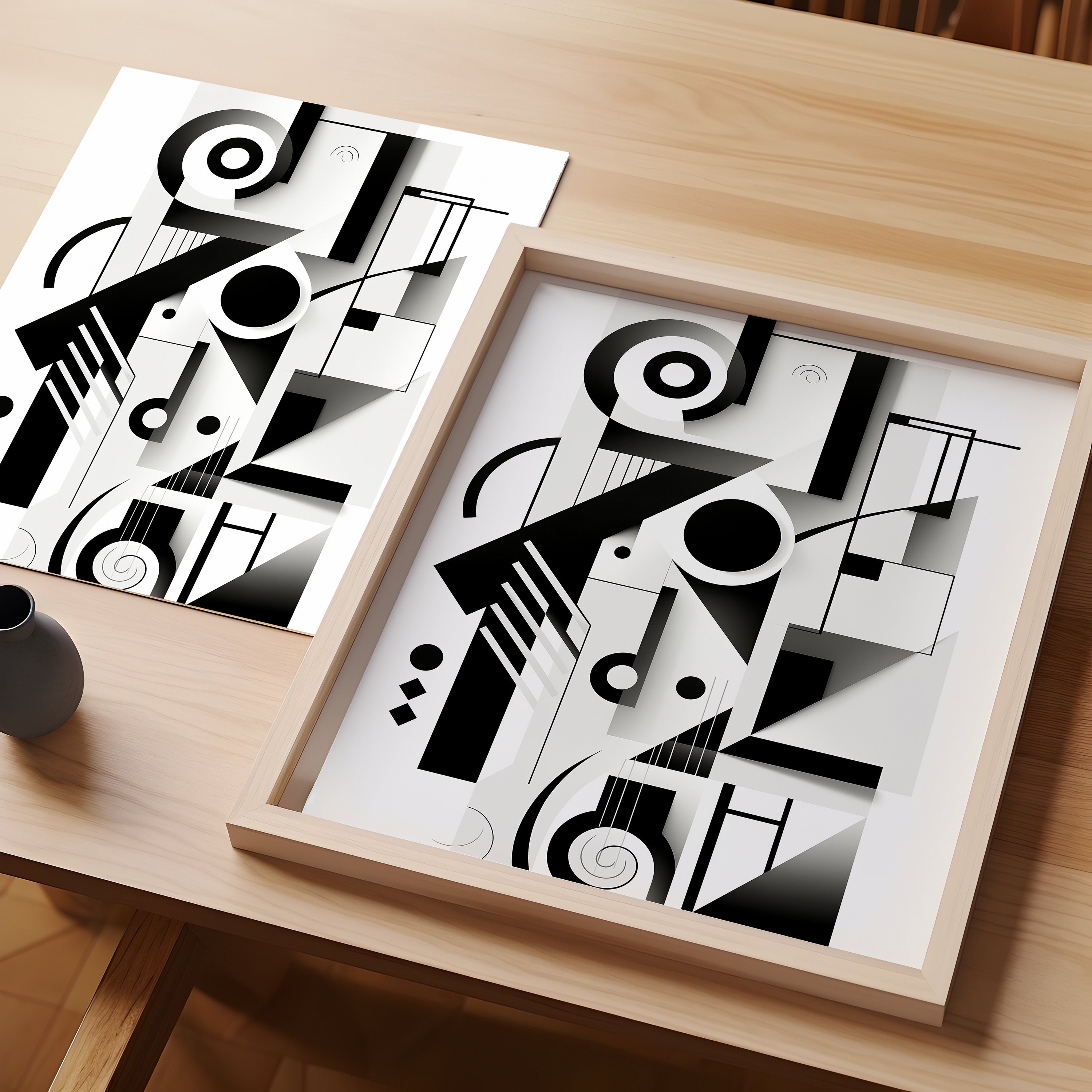 Black and White Abstract Poster Print, Minimalist Abstract Bedroom Wall ...
