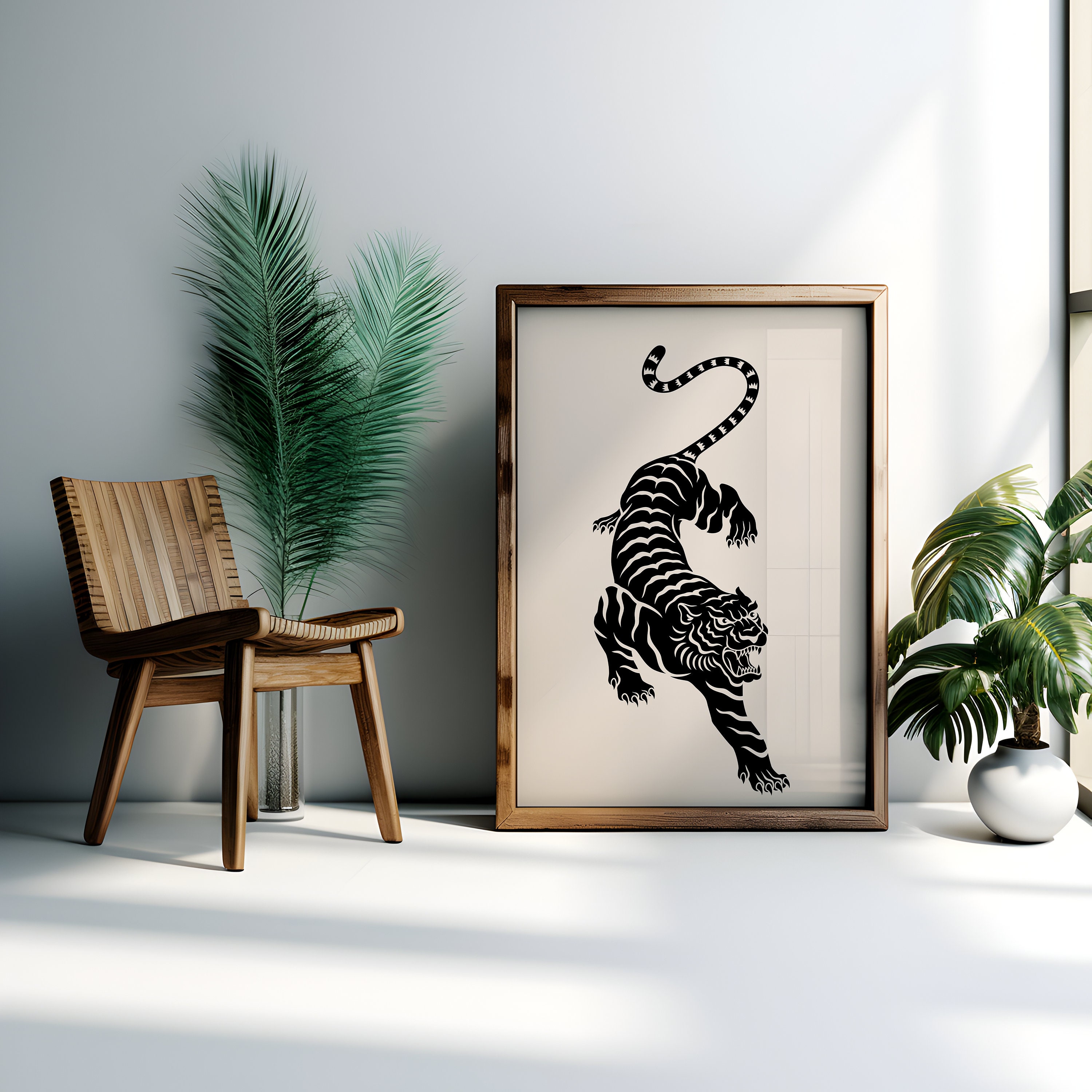 Tiger Art Print Modern Japanese Tiger Poster Art, Japanese Style Wall ...