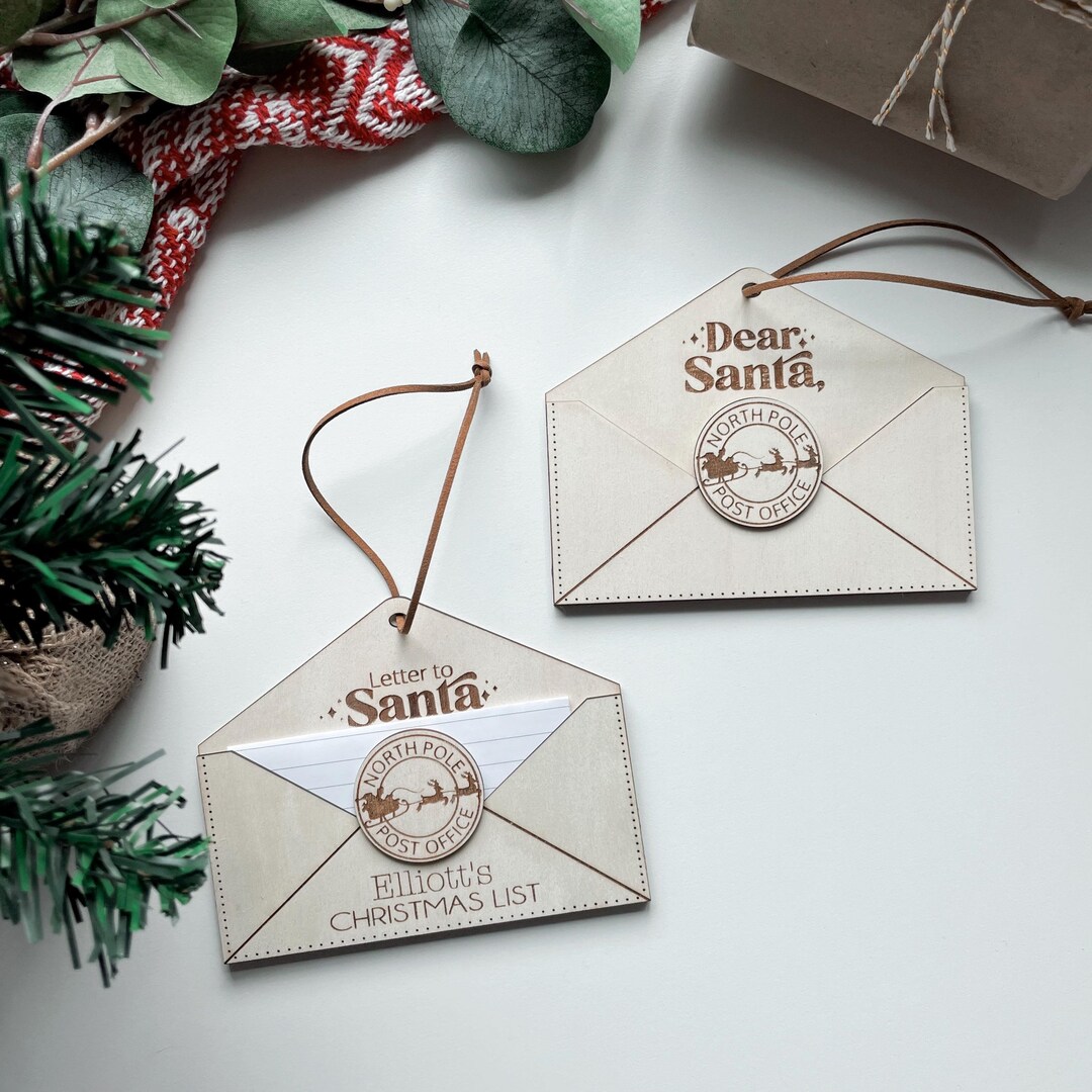 Letter to Santa Ornament, Dear Santa Wooden Envelope for Kids ...