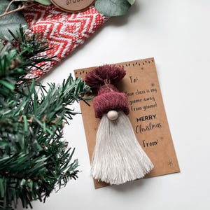 Teacher Christmas Card With Gnome, Macrame Tree Ornament, Secret Santa ...