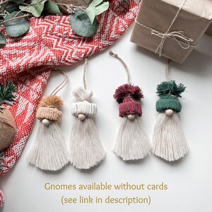 Teacher Christmas Card With Gnome, Macrame Tree Ornament, Secret Santa ...