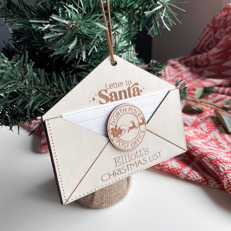 Letter to Santa Ornament, Dear Santa Wooden Envelope for Kids ...