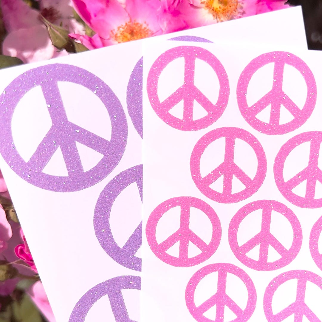 Glitter Peace Sign Stickers! - 1 to 2 Inch - Choose a Size and Color ...