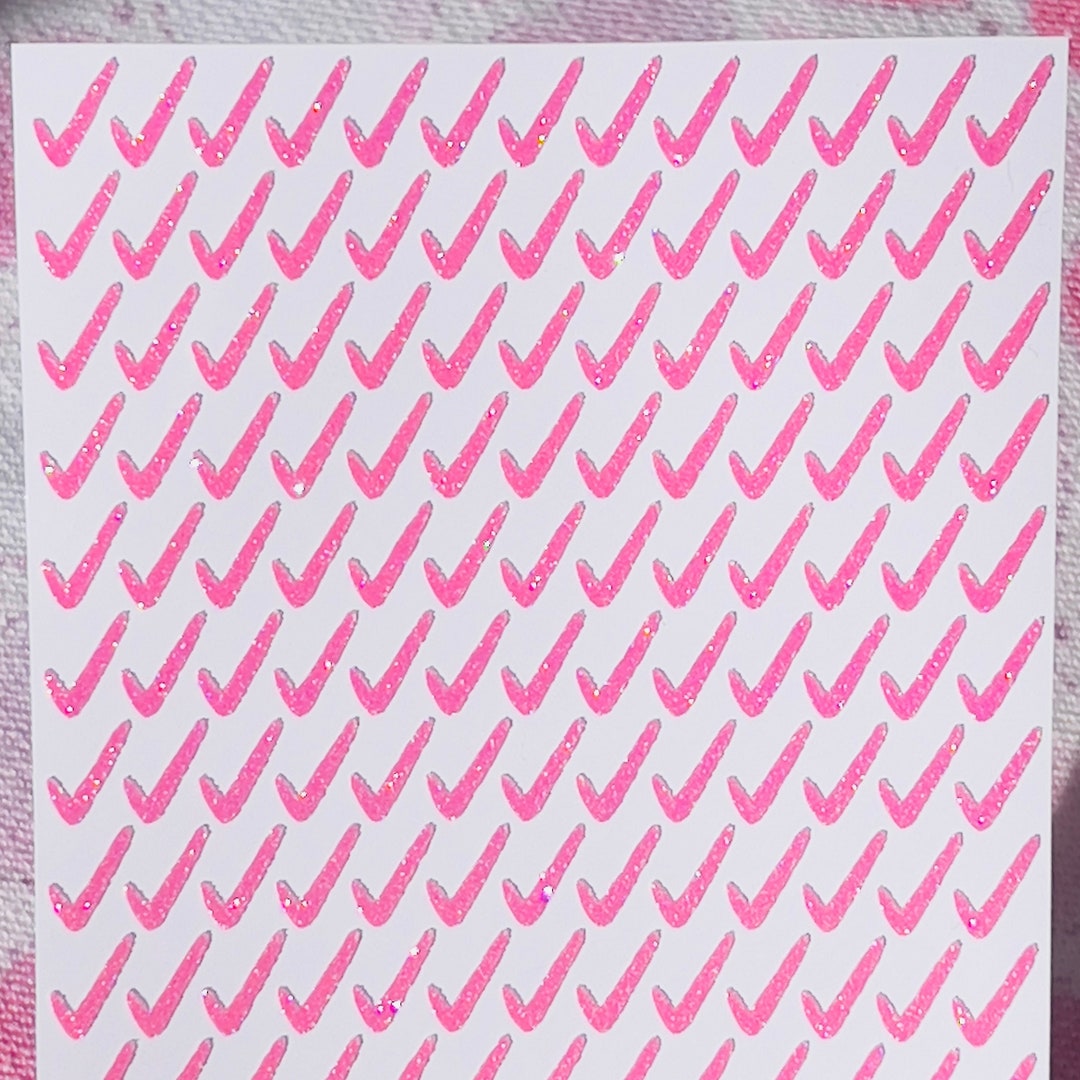 Glitter Check Mark Stickers Custom Size & Color Cute and Sparkly for ...