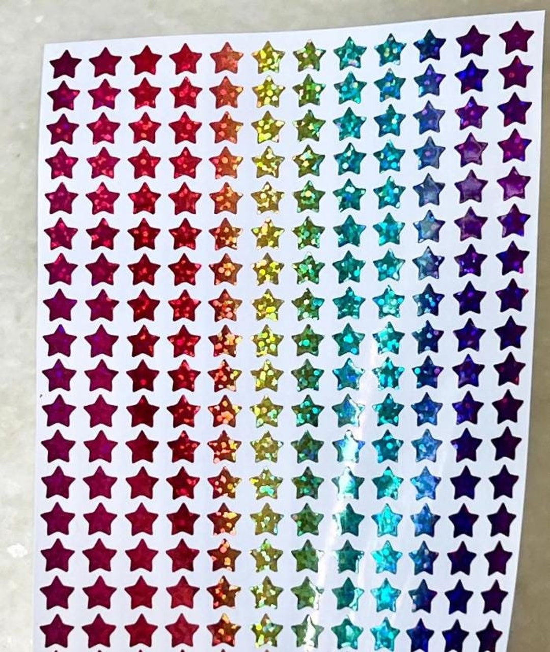 Holographic Sparkle Star Stickers 0.25 to 1 Inch Rainbow Ombre/gradient ...