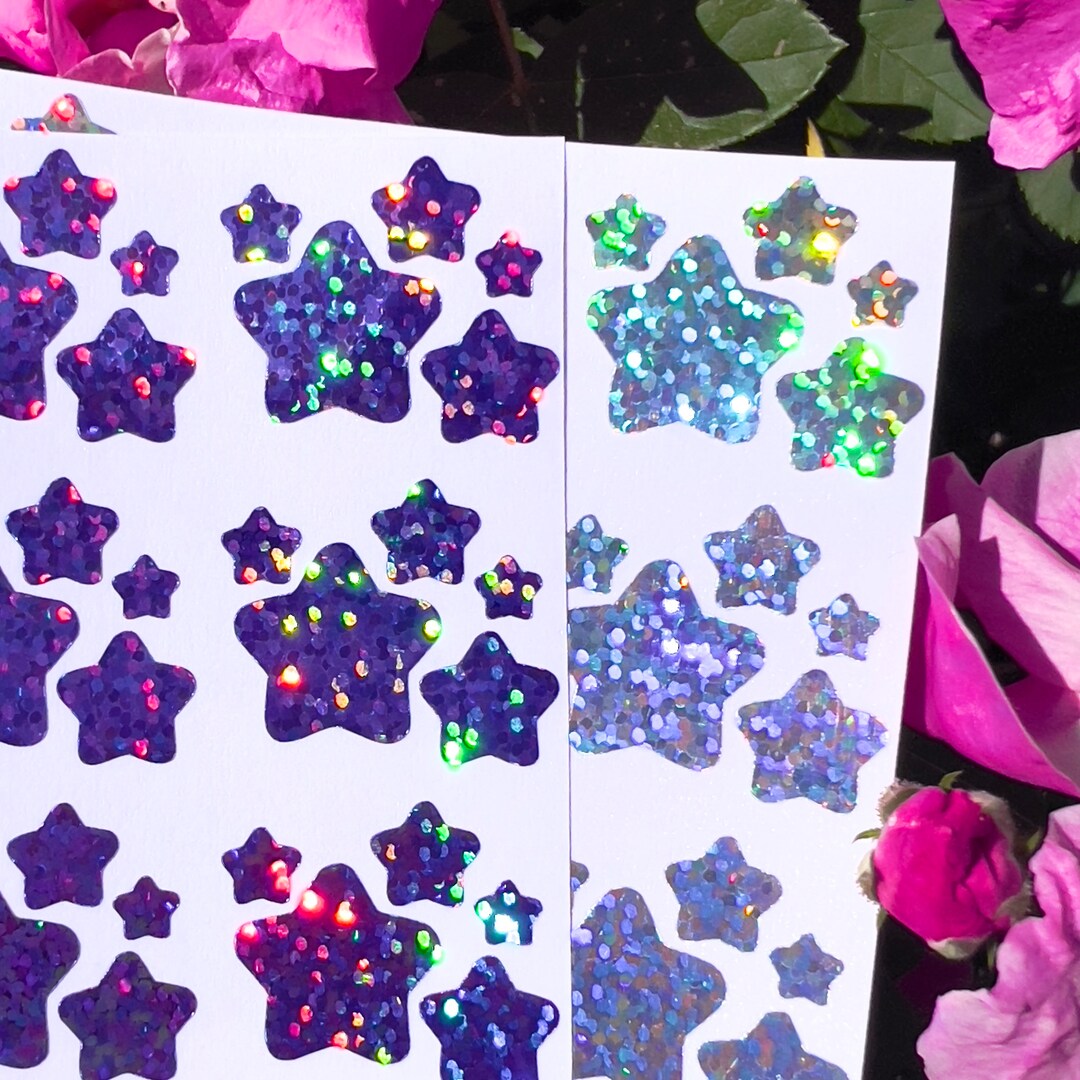 Sparkle Star Stickers Custom Color Waterproof Cute & Sparkly Bubble ...