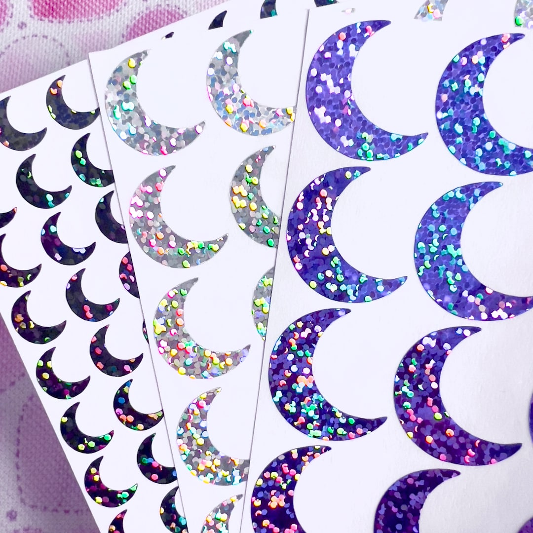 Holographic Sparkle Moon Stickers! | Choose a Size & Color | Cute for ...