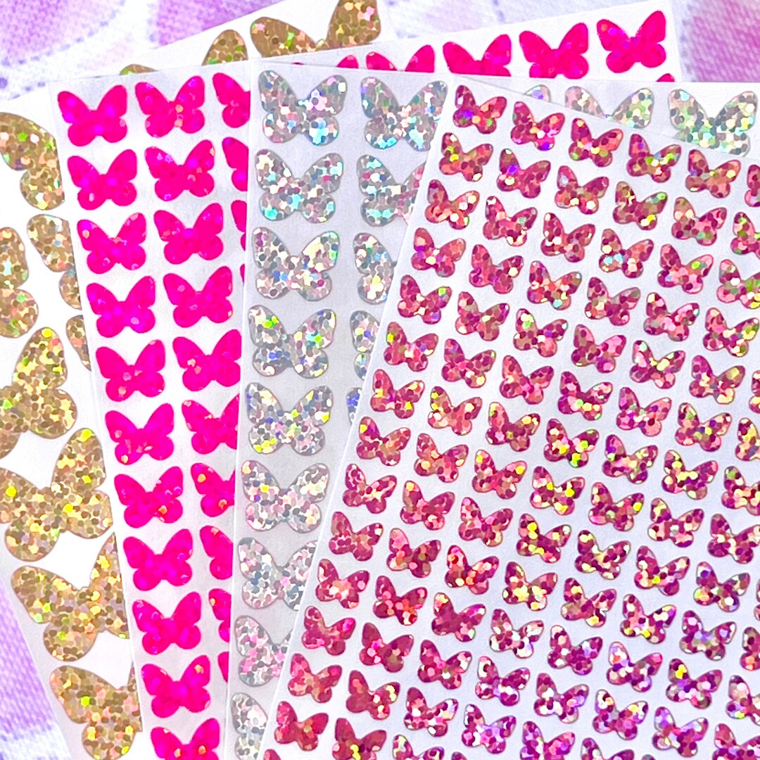 Sparkle Butterfly Stickers Custom Size & Color Holographic Sparkle ...