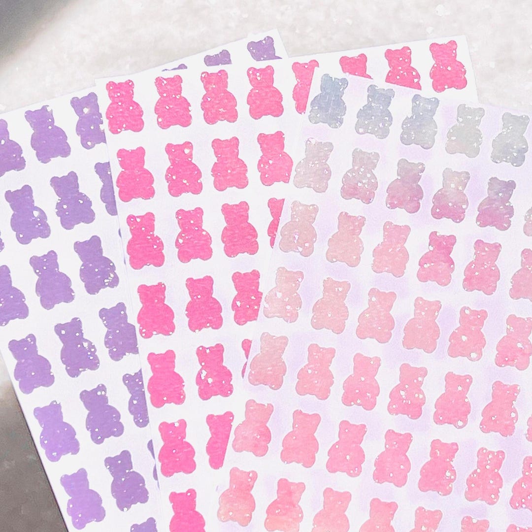 Gummy Bear Stickers Any Size Glitter, Holographic, Sparkle, Glow in the ...