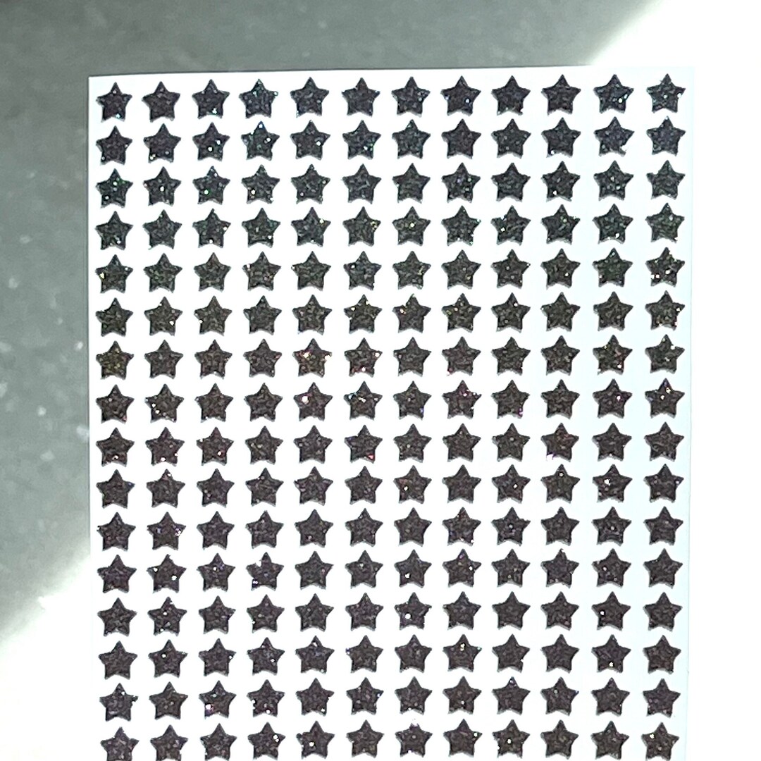 Black Glitter Star Stickers Rainbow Glitter Choose a Size Cute ...