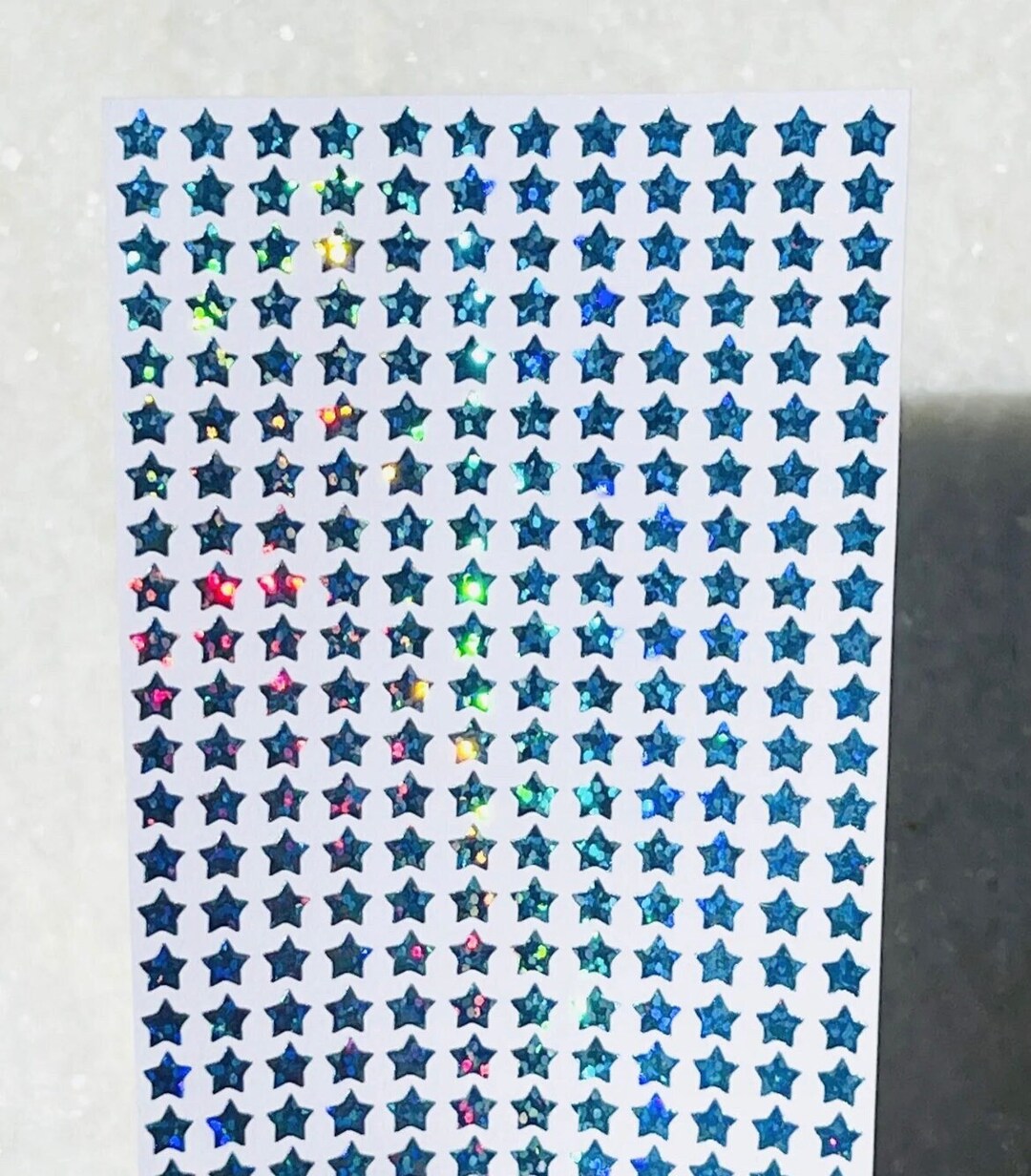 Light Blue Sparkle Star Stickers Custom Size Waterproof Holographic ...