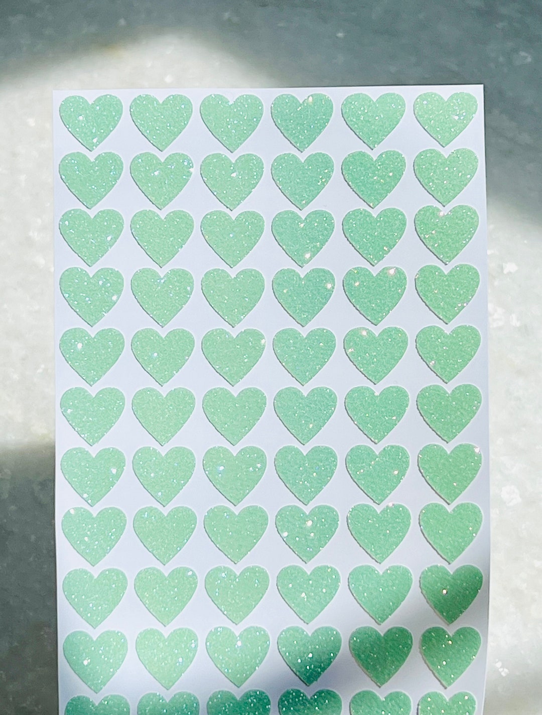 Green Glitter Heart Stickers Custom Size Cute & Sparkly for Scrapbooks ...