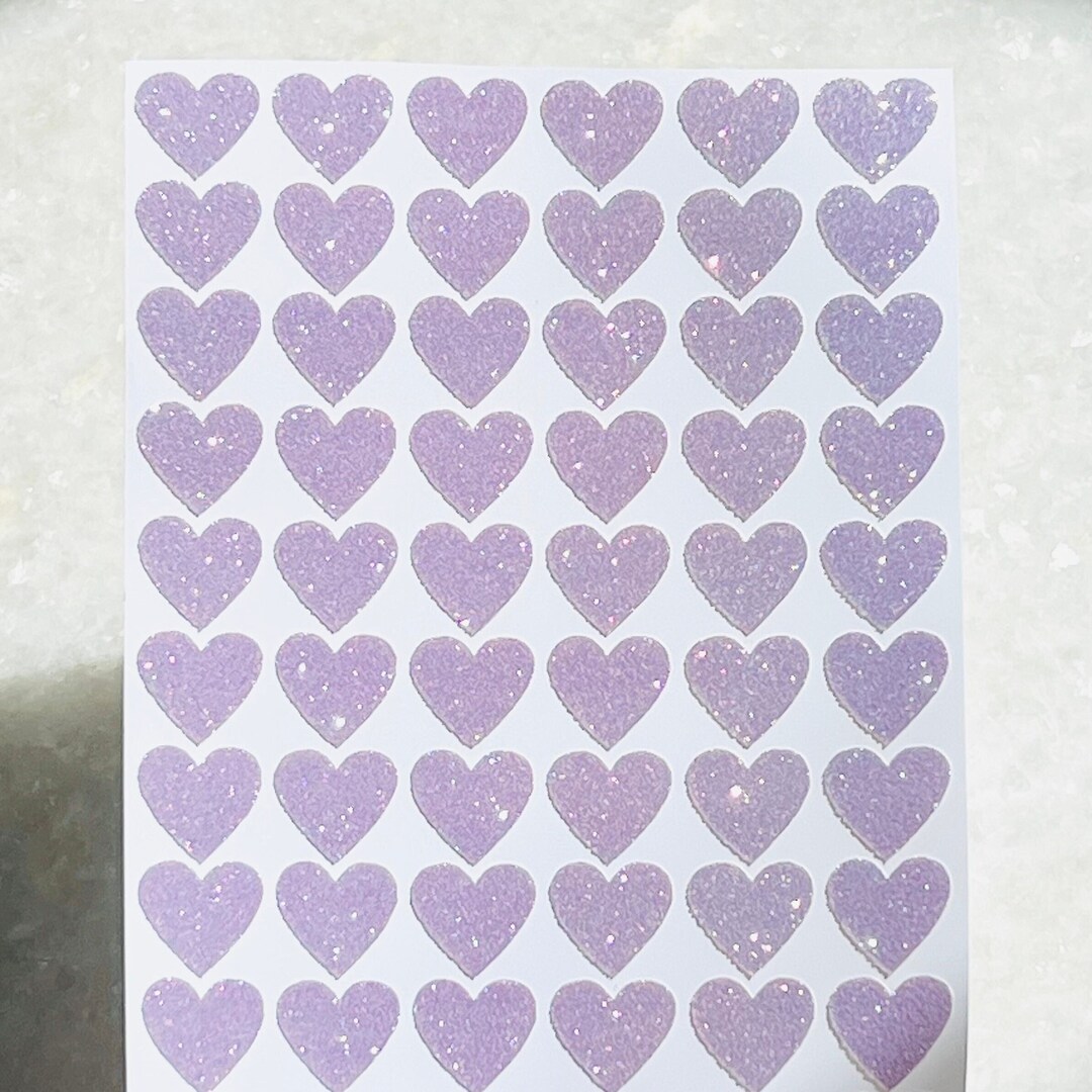 Purple Glitter Heart Stickers Custom Size Cute & Sparkly for Scrapbooks ...