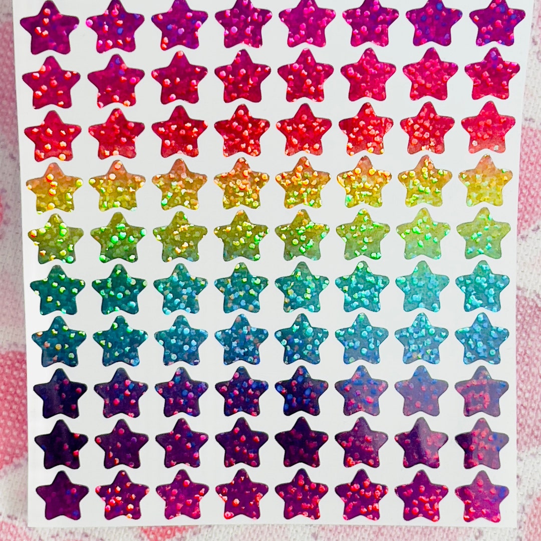 Rainbow Sparkle Star Stickers Custom Size Waterproof Holographic ...
