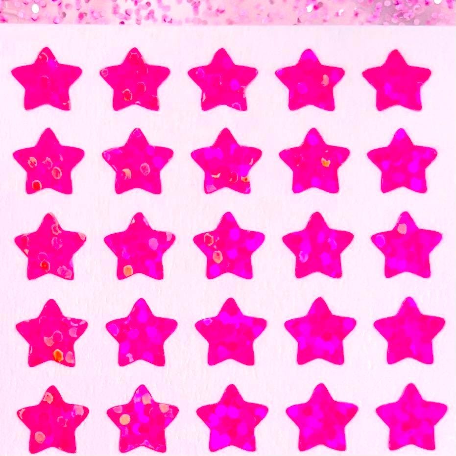 Bright Pink Holographic Sparkle Star Stickers! - 1/4" to 3 Inch - Cute ...